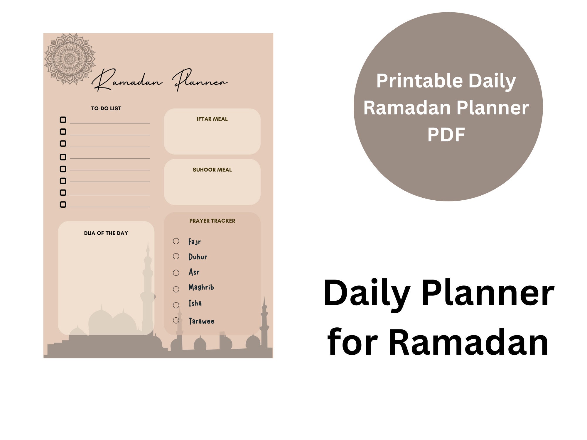 Daily Ramadan Planner, Ramadan Planner, Prayer Tracker, Ifraar Planner ...