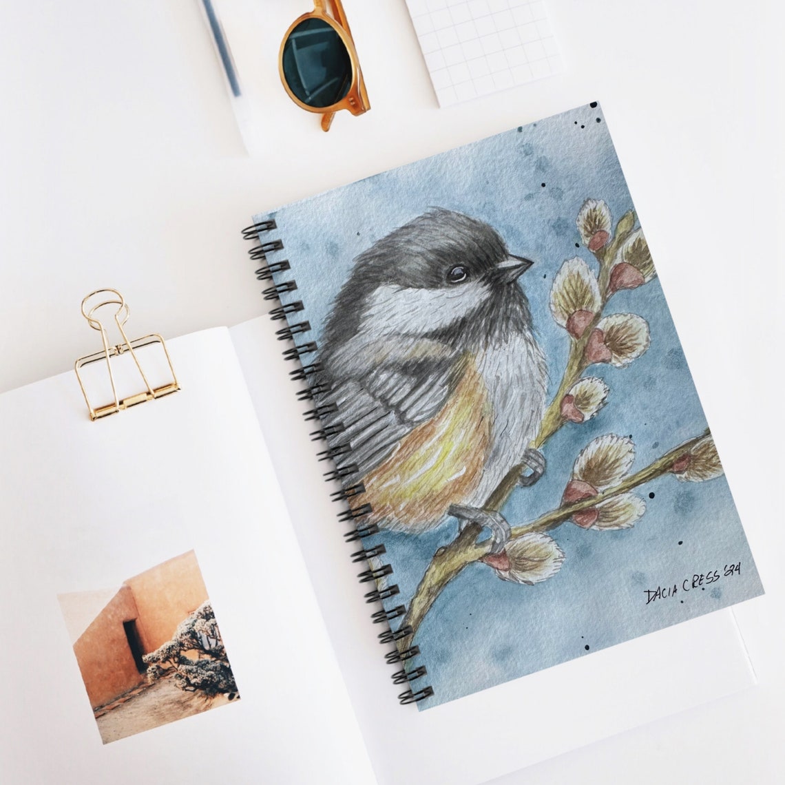 Bird Art Watercolor Notebook Chickadee Journal Nature Lover Gift for ...