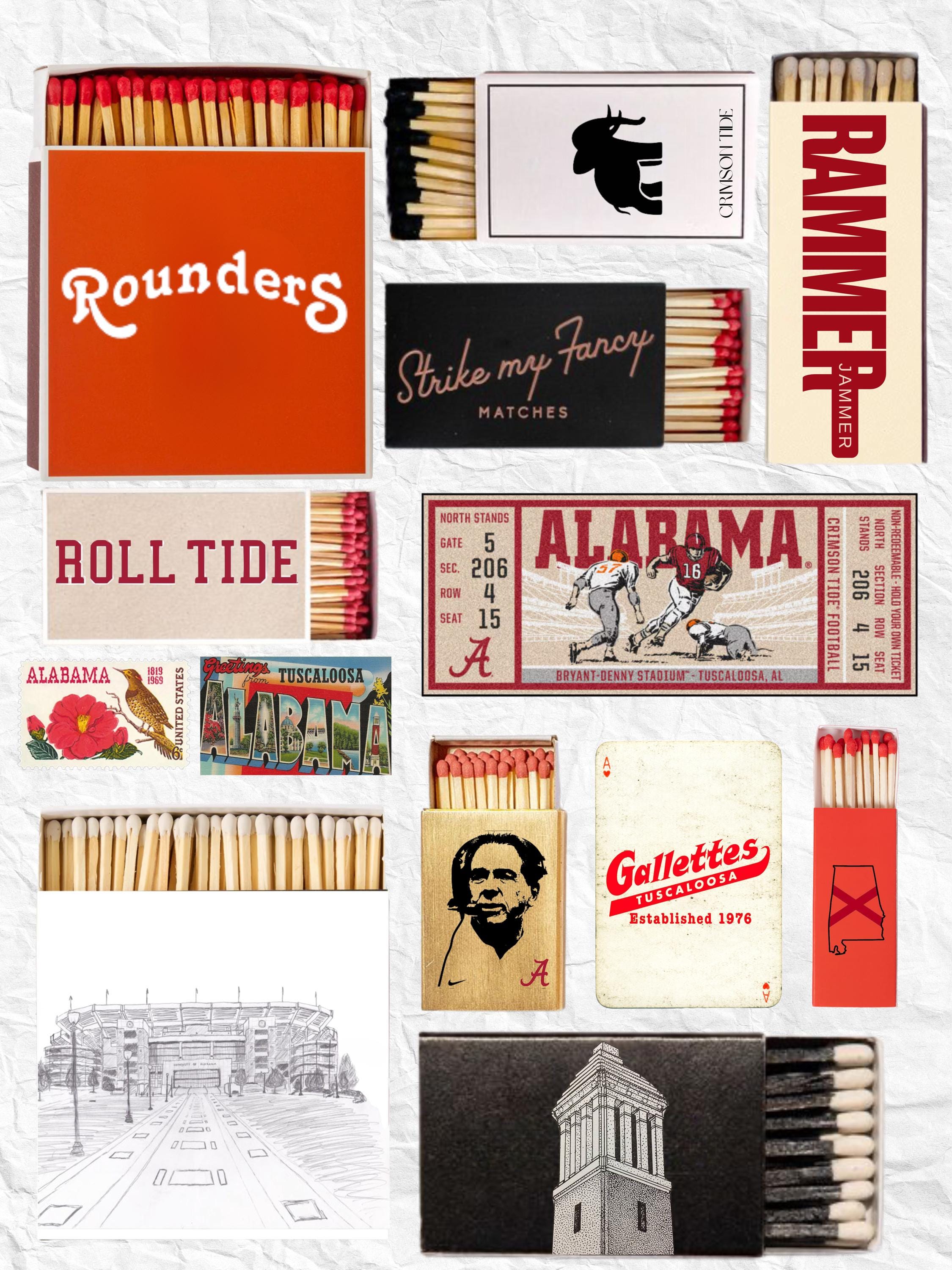 Alabama Matchbook Art Print: Crimson Tide Fan Gift (digital Download ...