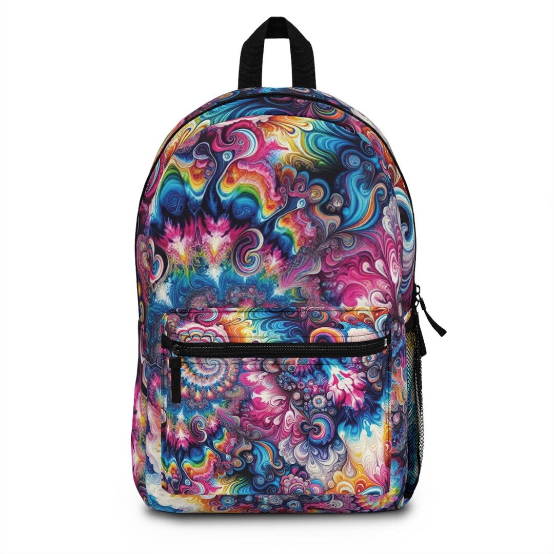 Boho Tie Dyed Backpack - Colorful Hippie Rucksack, School Bag, Travel ...