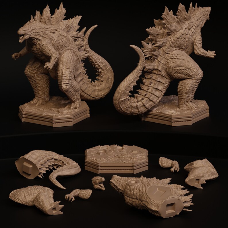 Godzilla Figure/statue Grey - Etsy