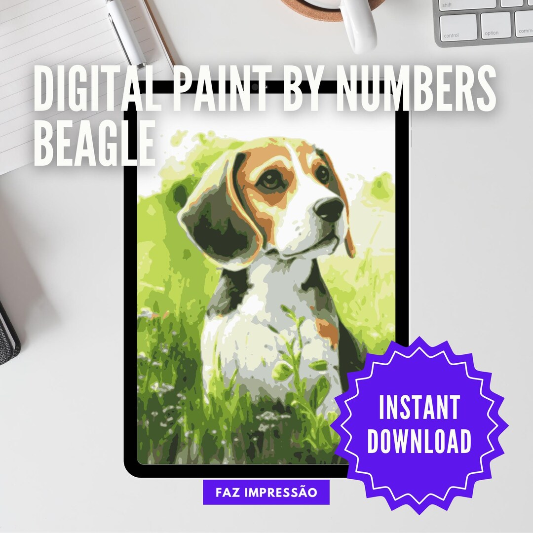 Beagle Paint by Numbers Digital File for Tablet Relaxing & Peaceful ...