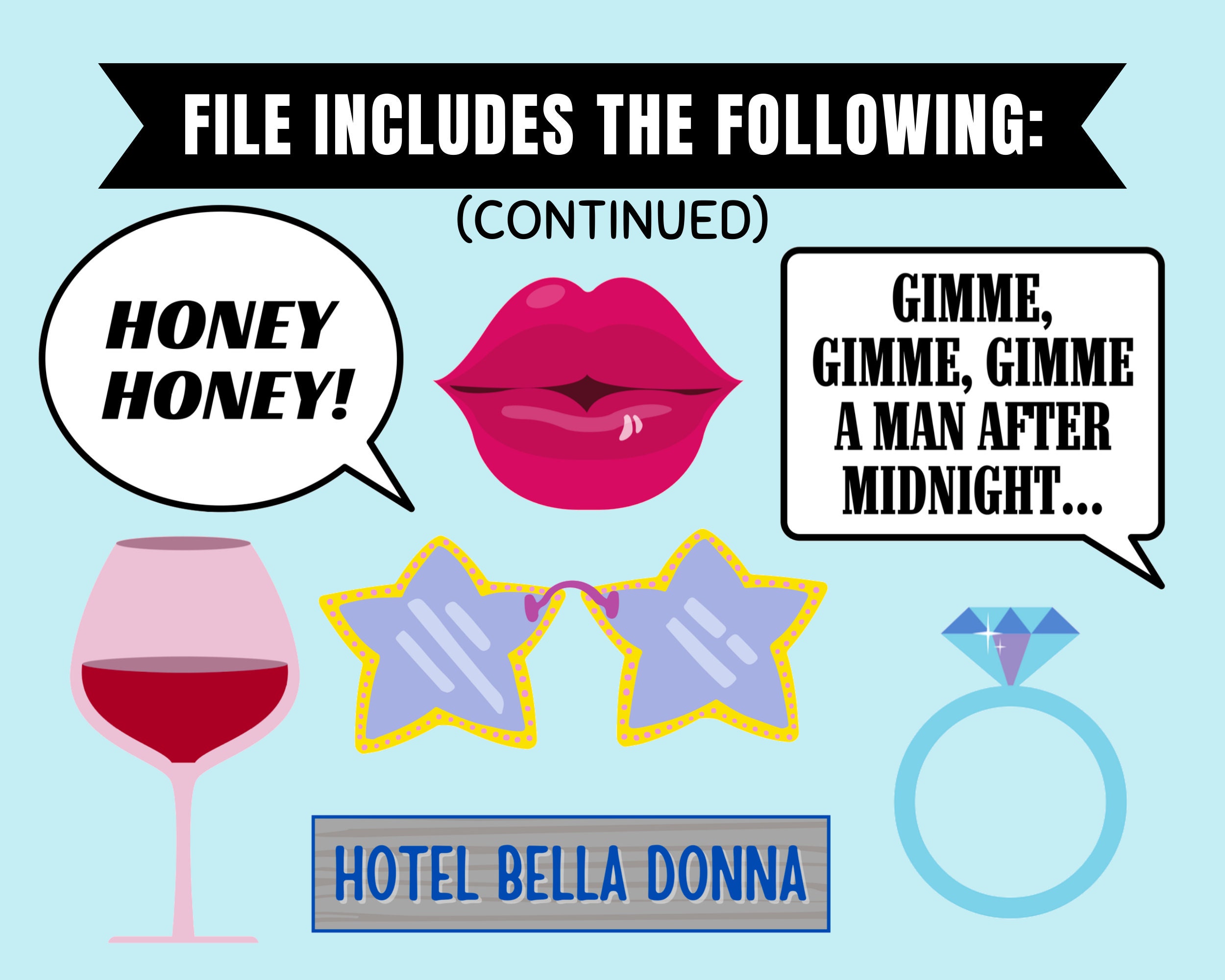 Mamma Mia Photo Booth Props Printable | Mamma Mia Birthday Party ...