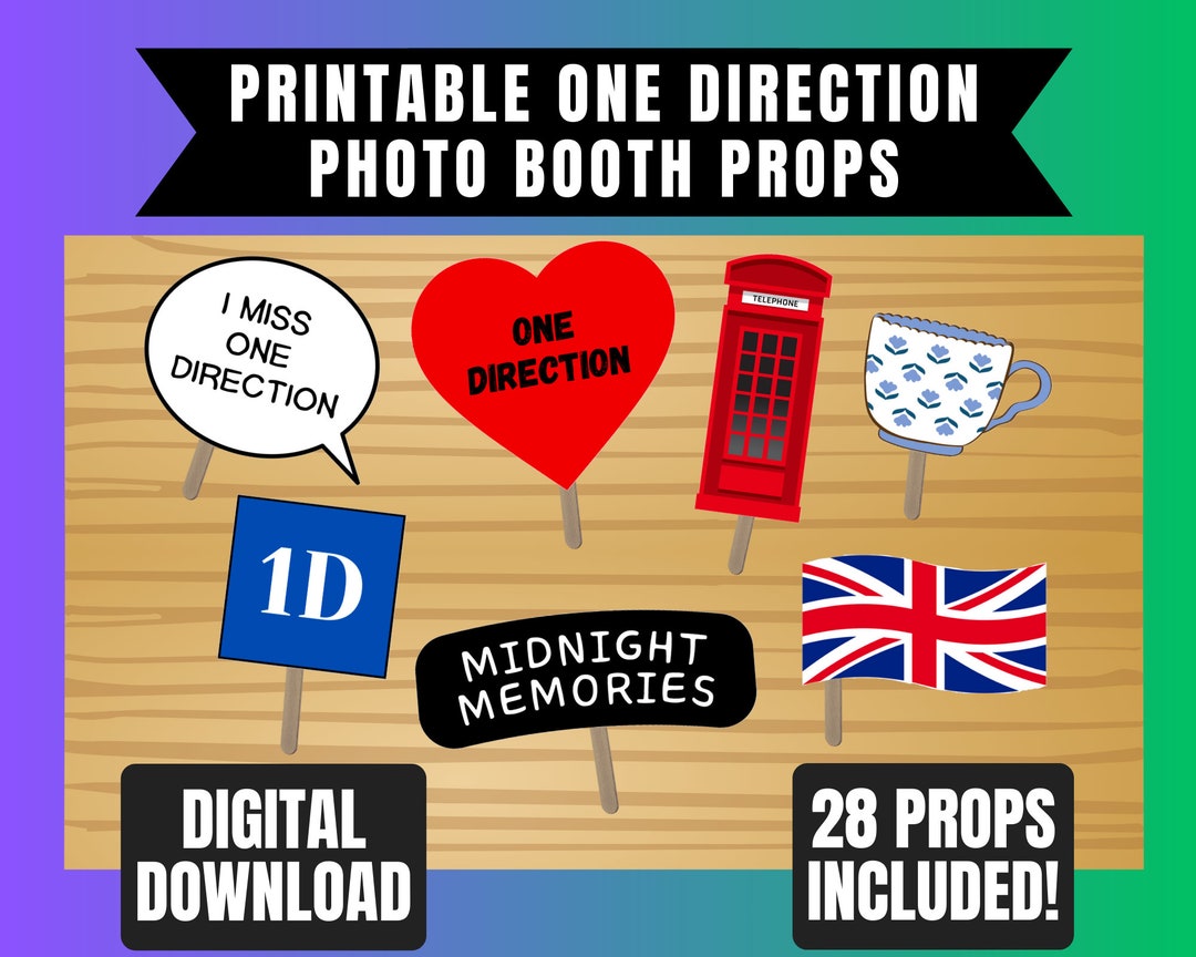 One Direction Photo Booth Props Printable | One Direction Birthday ...