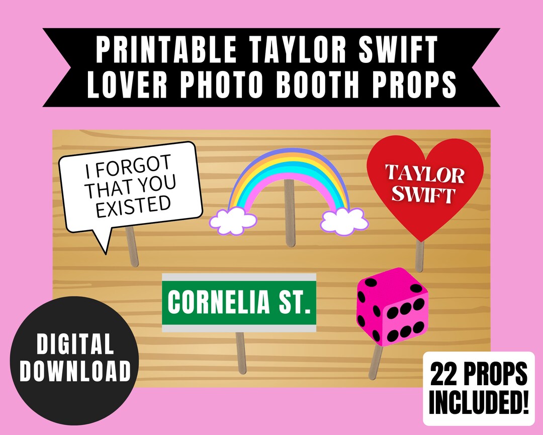 Taylor Swift Lover Photo Booth Props Printable Taylor Swift Birthday ...