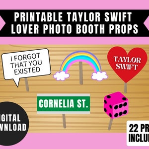 Taylor Swift Lover Photo Booth Props Printable Taylor Swift Birthday ...
