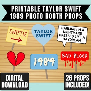 Taylor Swift 1989 Photo Booth Props Printable | Taylor Swift Birthday ...