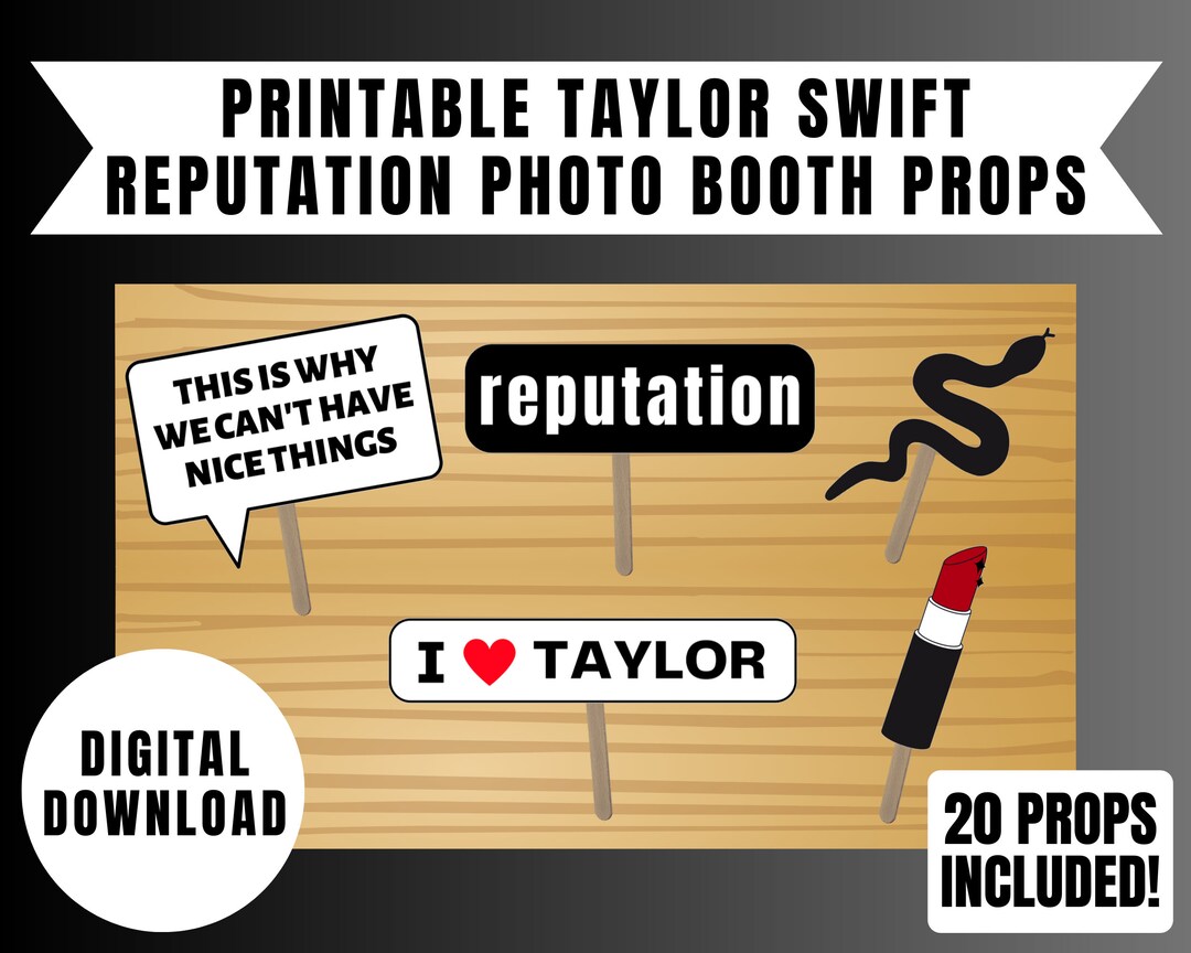 Taylor Swift Reputation Photo Booth Props Printable Taylor - Etsy