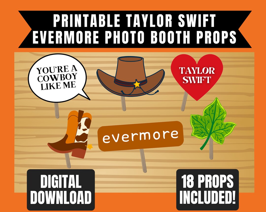 Taylor Swift Evermore Photo Booth Props Printable Taylor Swift Birthday ...