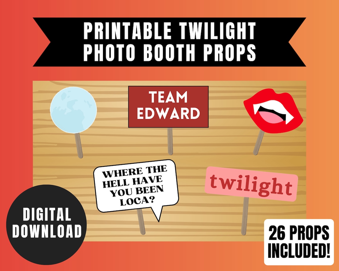 Twilight Photo Booth Props Printable Twilight Birthday Party - Etsy
