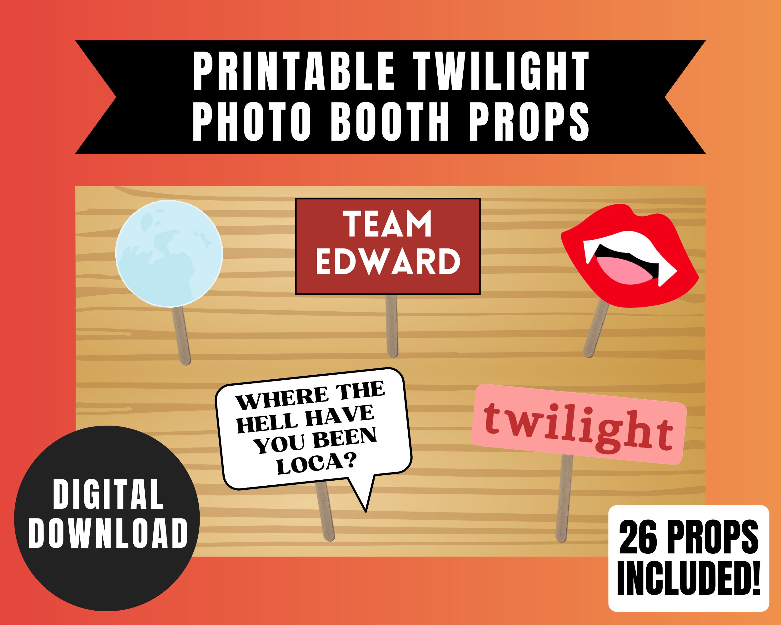 Twilight Photo Booth Props Printable Twilight Birthday Party - Etsy Australia