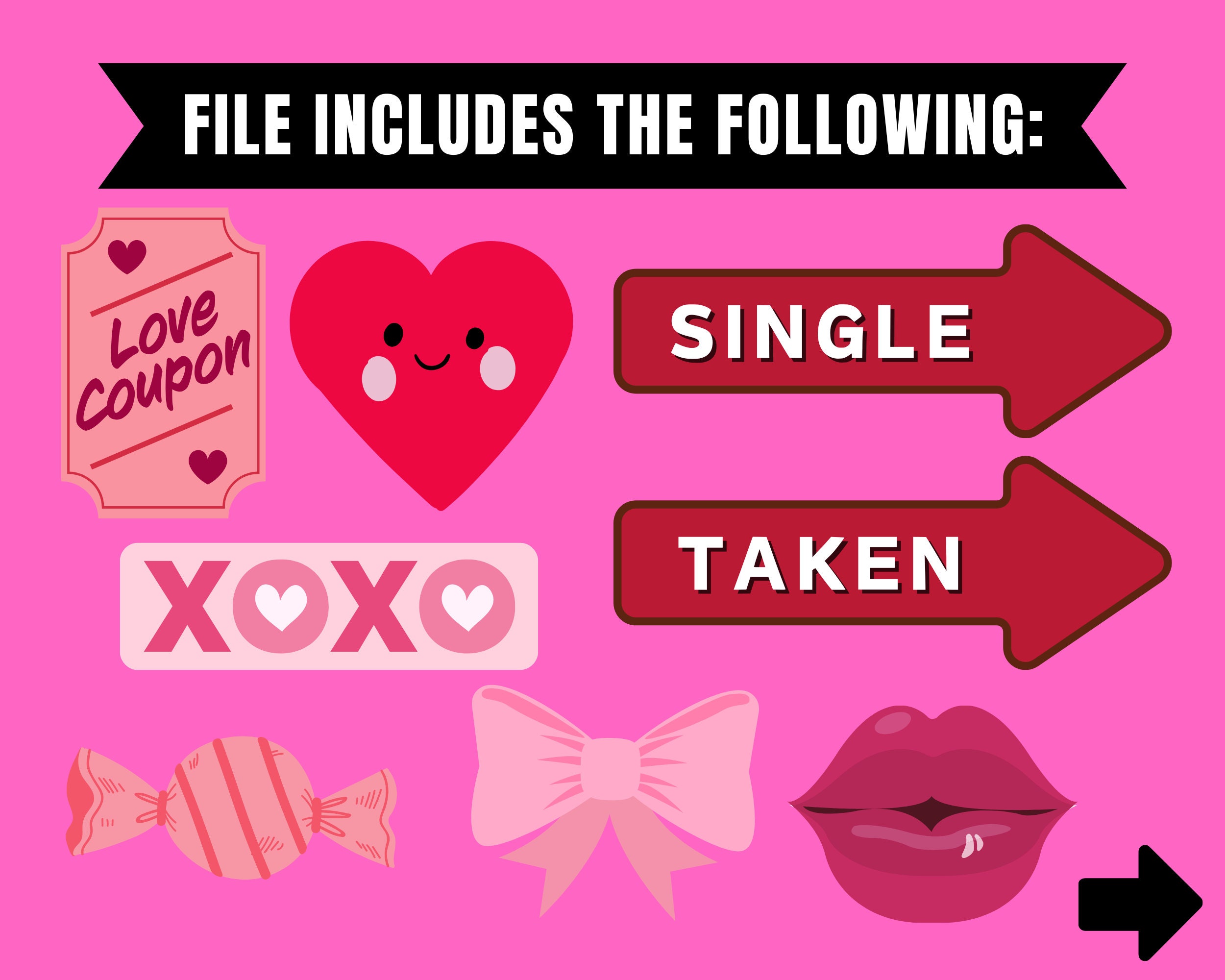 Valentine's Day Photo Booth Props Printable Birthday Party Celebration ...