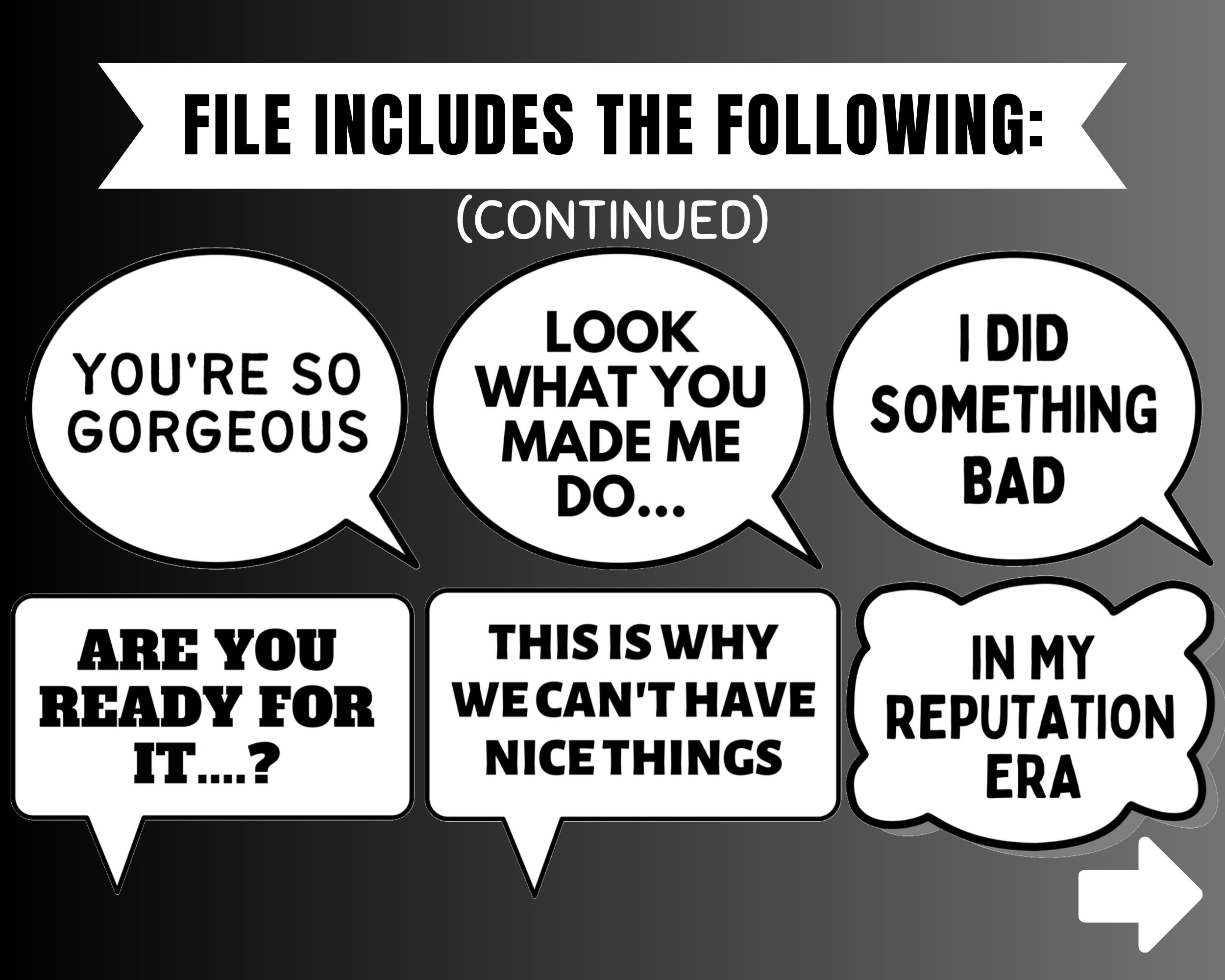 Taylor Swift Reputation Photo Booth Props Printable | Taylor Swift ...