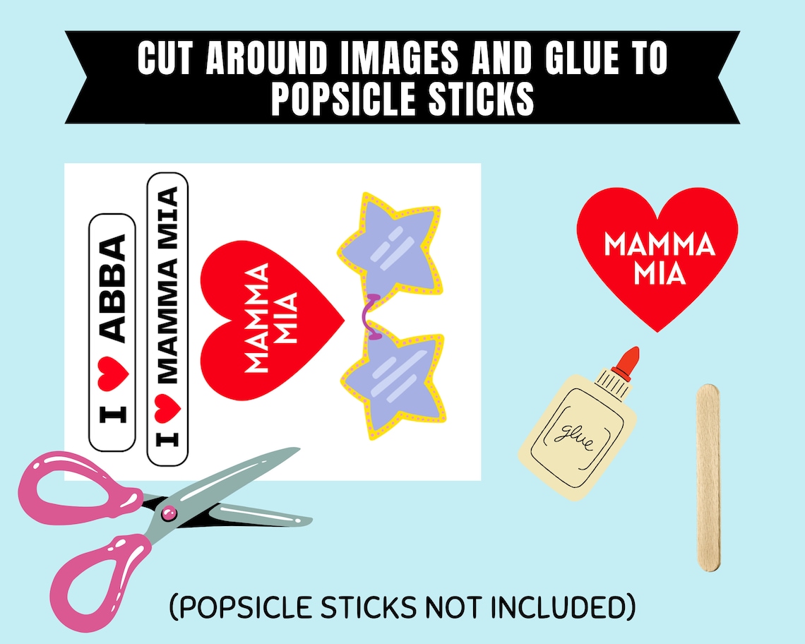 Mamma Mia Photo Booth Props Printable Mamma Mia Birthday Party Instant ...