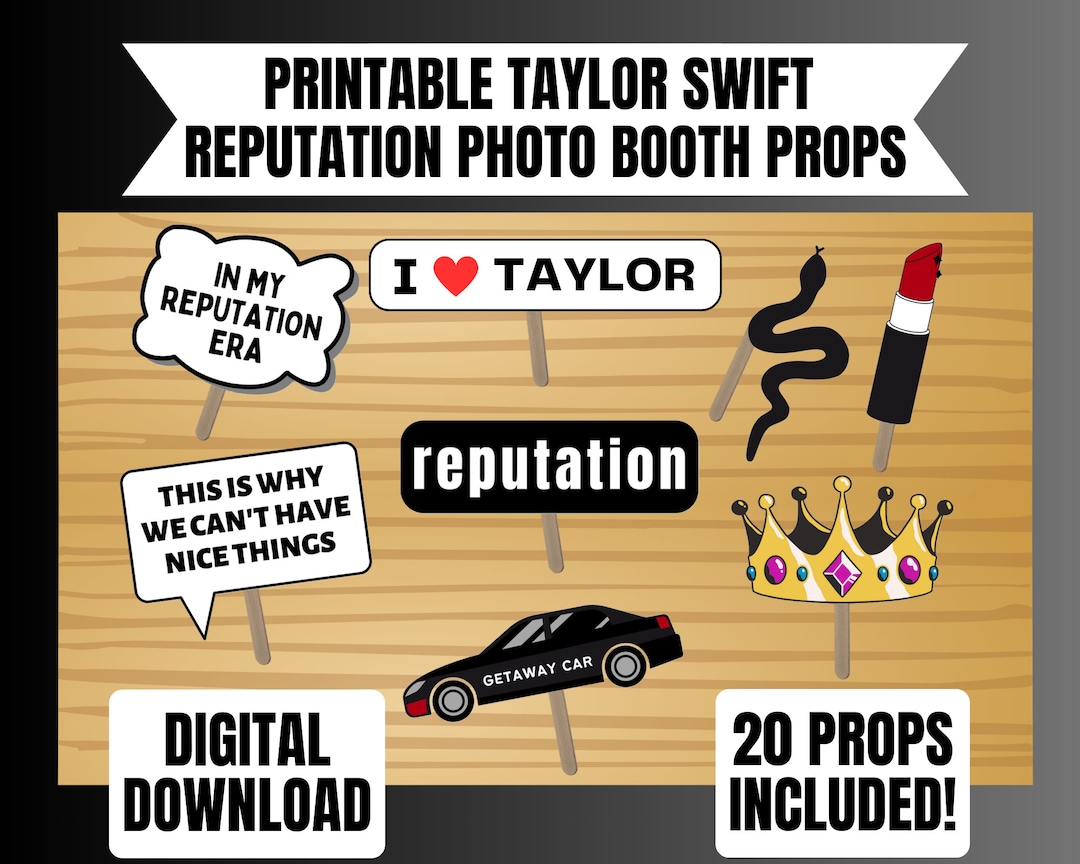 Taylor Swift Reputation Photo Booth Props Printable | Taylor Swift ...