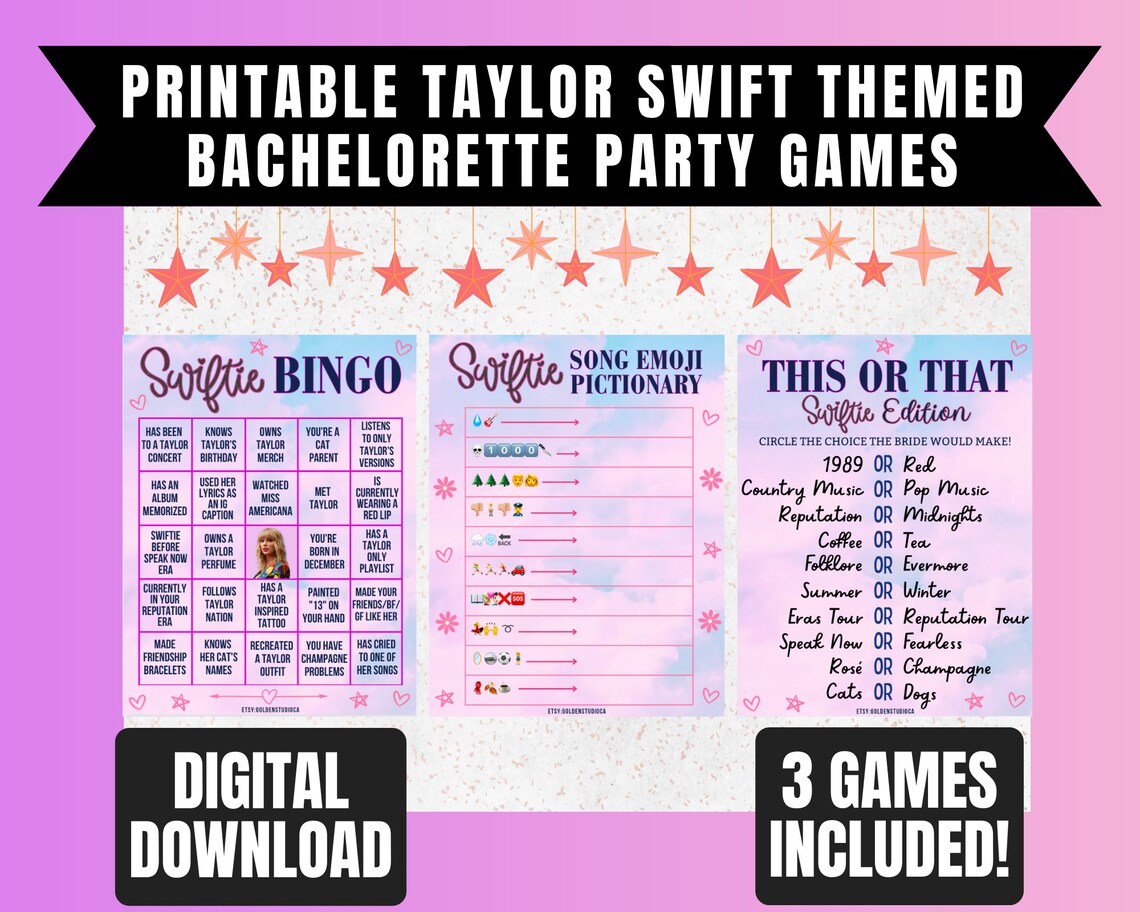 Taylor Swift Themed Bachelorette Party Games Swiftie Bingo, Song Emoji ...