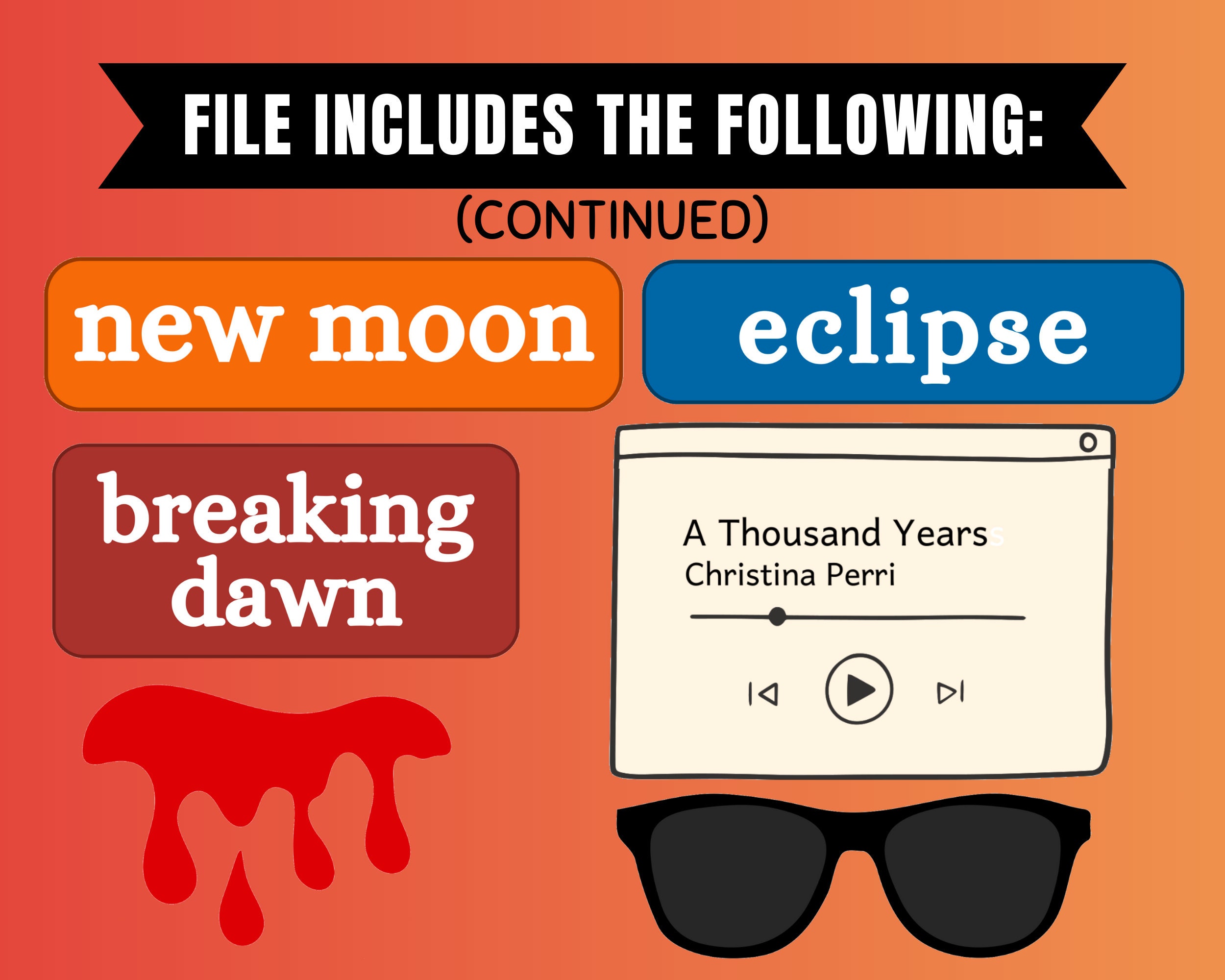 Twilight Photo Booth Props Printable Twilight Birthday Party - Etsy ...