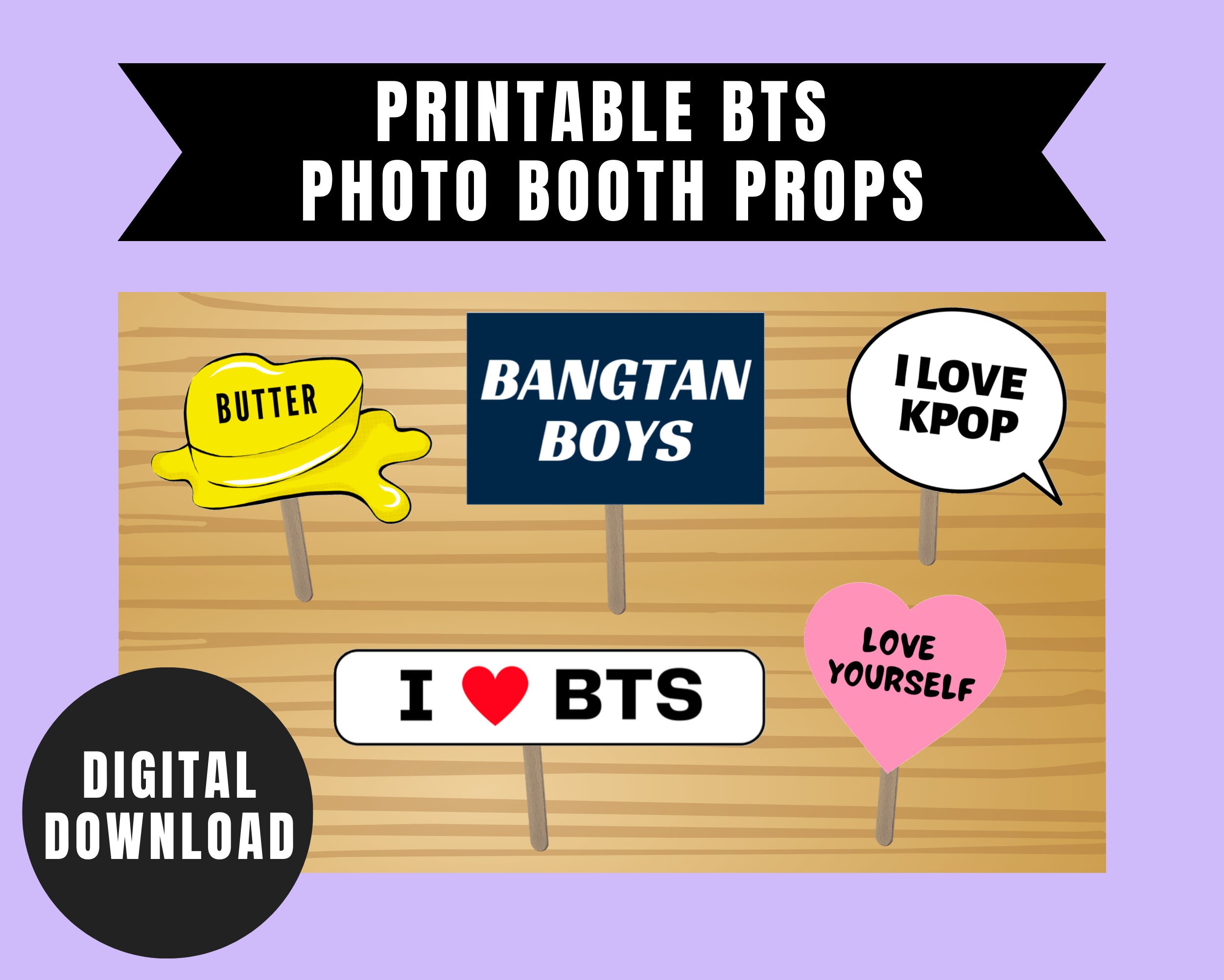 BTS Photo Booth Props Printable BTS Birthday Party Instant - Etsy Canada
