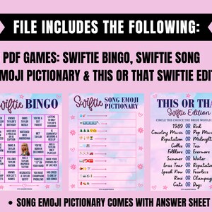 Taylor Swift Themed Bachelorette Party Games - Swiftie Bingo, Song ...