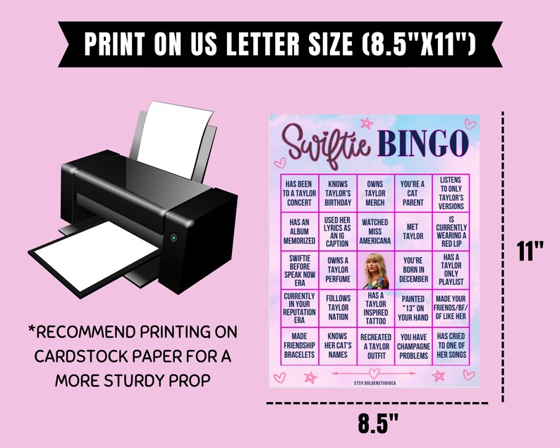 Taylor Swift Themed Bachelorette Party Games - Swiftie Bingo, Song ...