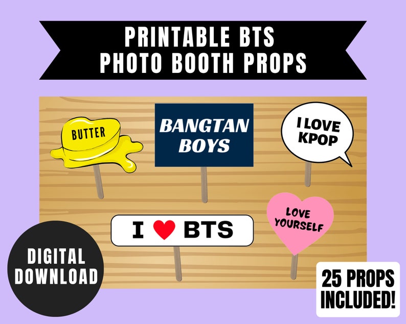 BTS Photo Booth Props Printable BTS Birthday Party - Etsy