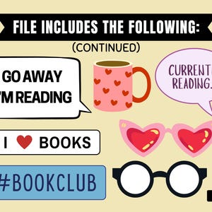 Book Club Booktok Party Photo Booth Props Printable | Book Birthday ...