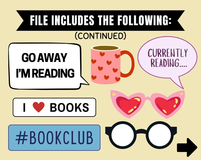 Book Club Booktok Party Photo Booth Props Printable | Book Birthday ...
