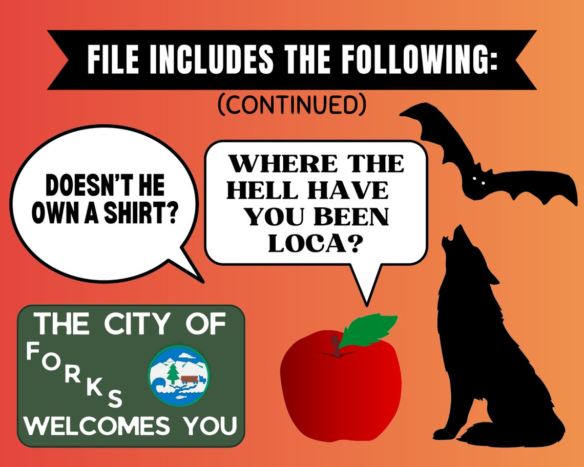 Twilight Photo Booth Props Printable Twilight Birthday Party - Etsy Australia