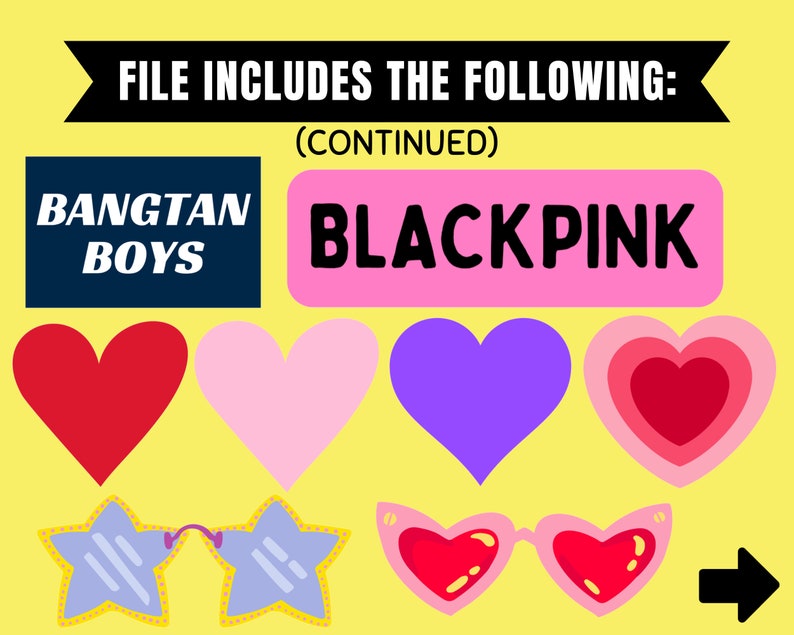 K-POP Photo Booth Props Printable | K-POP Birthday Party Decorations ...