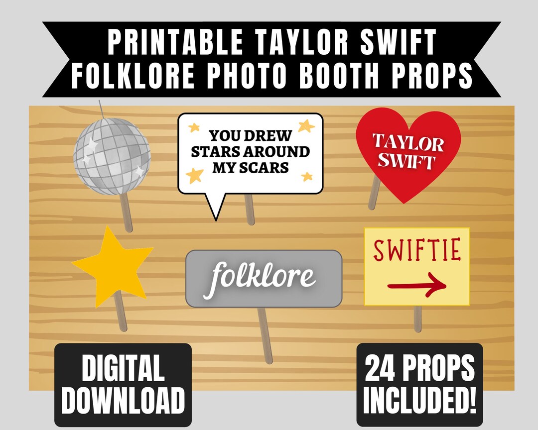 Taylor Swift Folklore Photo Booth Props Printable | Taylor Swift ...