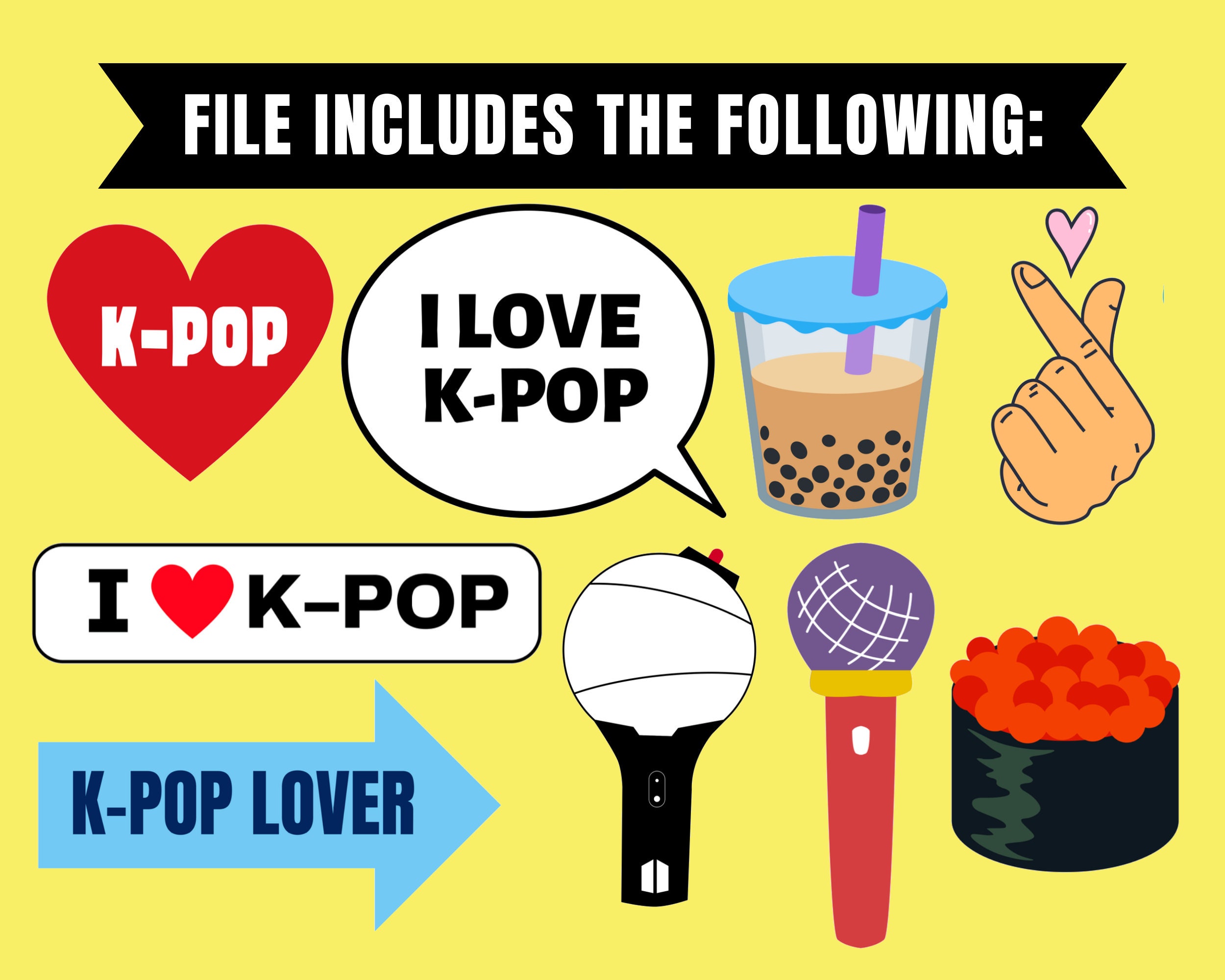 K-POP Photo Booth Props Printable K-POP Birthday Party - Etsy Australia