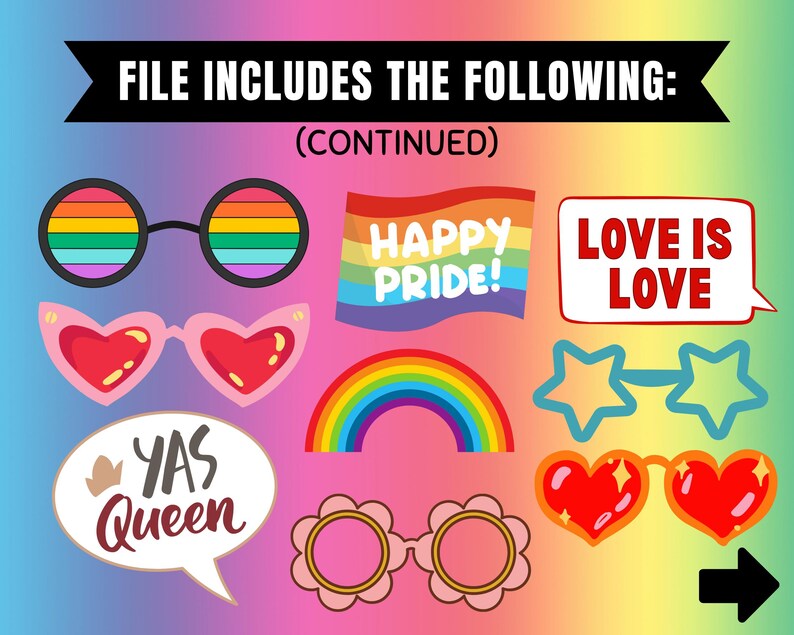 Pride LGBTQ Photo Booth Props Printable | Pride Month Party | Instant ...