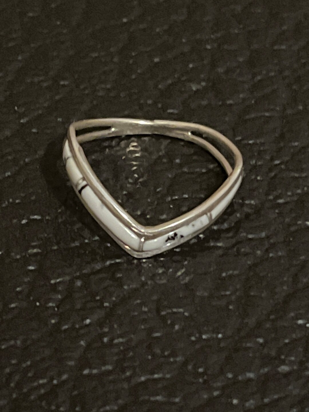 Navajo Handmade Inlay White Buffalo Sterling Silver Inlay Ring Size 6 ...