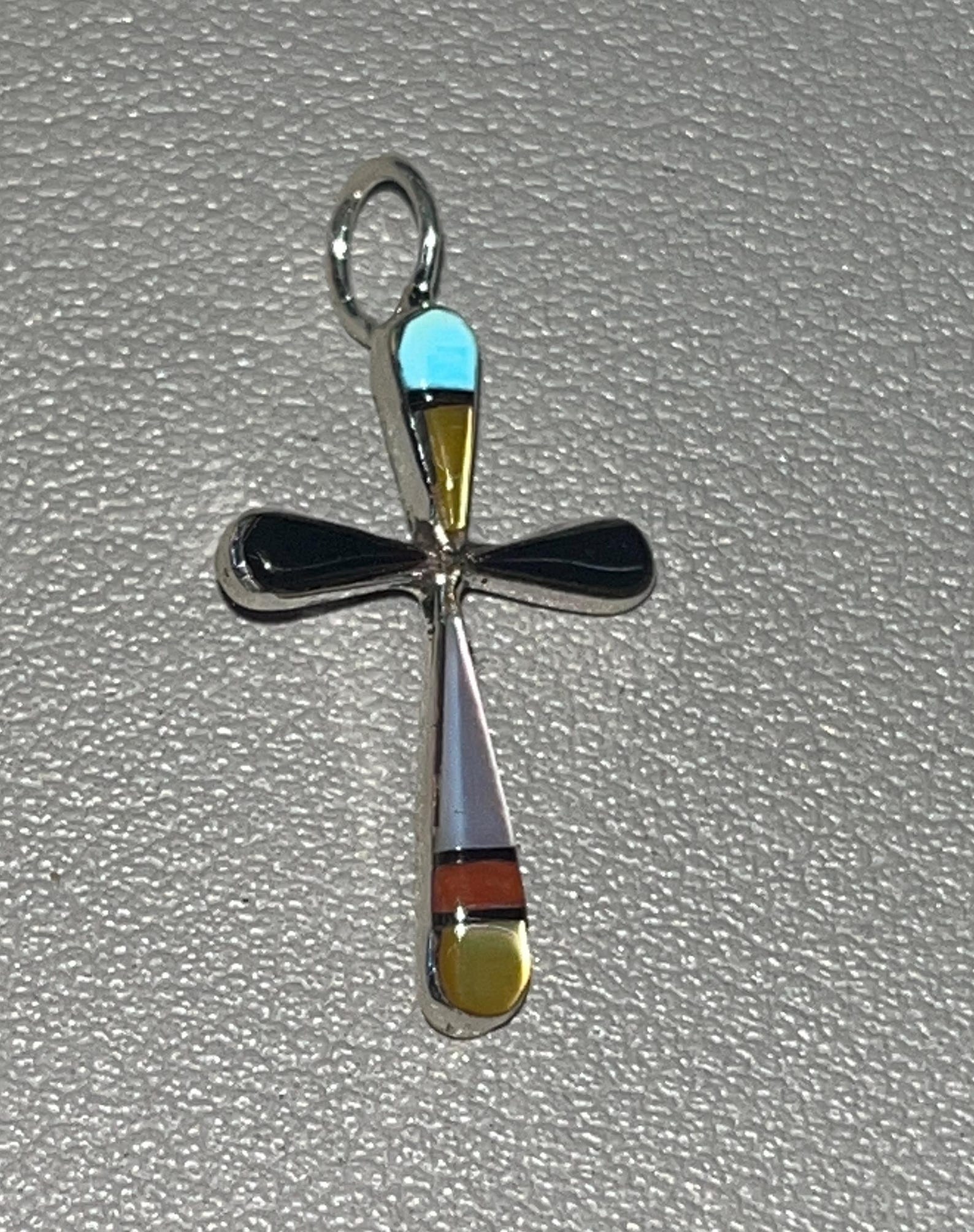 Native American Zuni Handmade Sterling Silver Turquoise Onyx Inlay ...