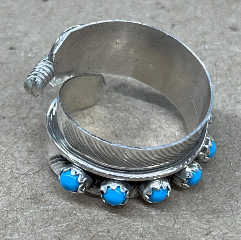 Native American Navajo Handmade Cluster Turquoise Traditional Feather ...