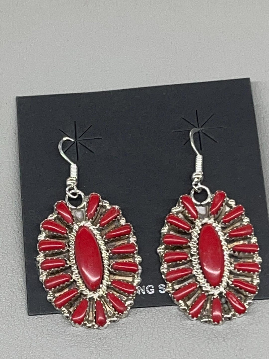 Native American Navajo Handmade Sterling Silver Red Coral Cluster ...