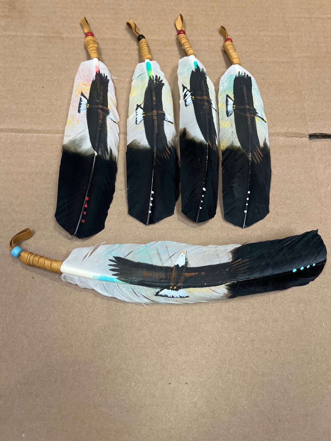 Native American Navajo Handmade Hand Painted Eagle Wildlife Hair Tie ...