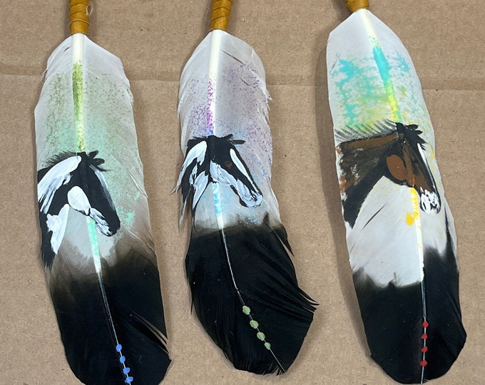 Native American Navajo Handmade Hand Painted Horses Wildlife Hair Tie ...
