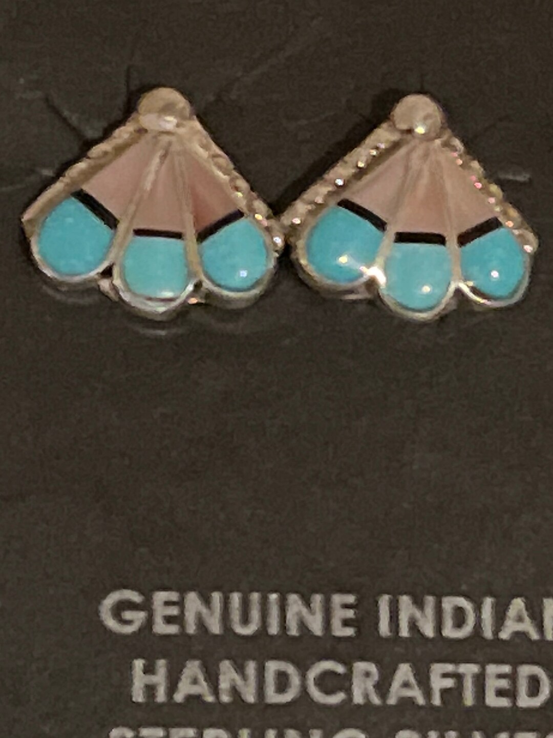 Zuni Inlay Handmade Sterling Silver Turquoise Multi Stone Inlay ...