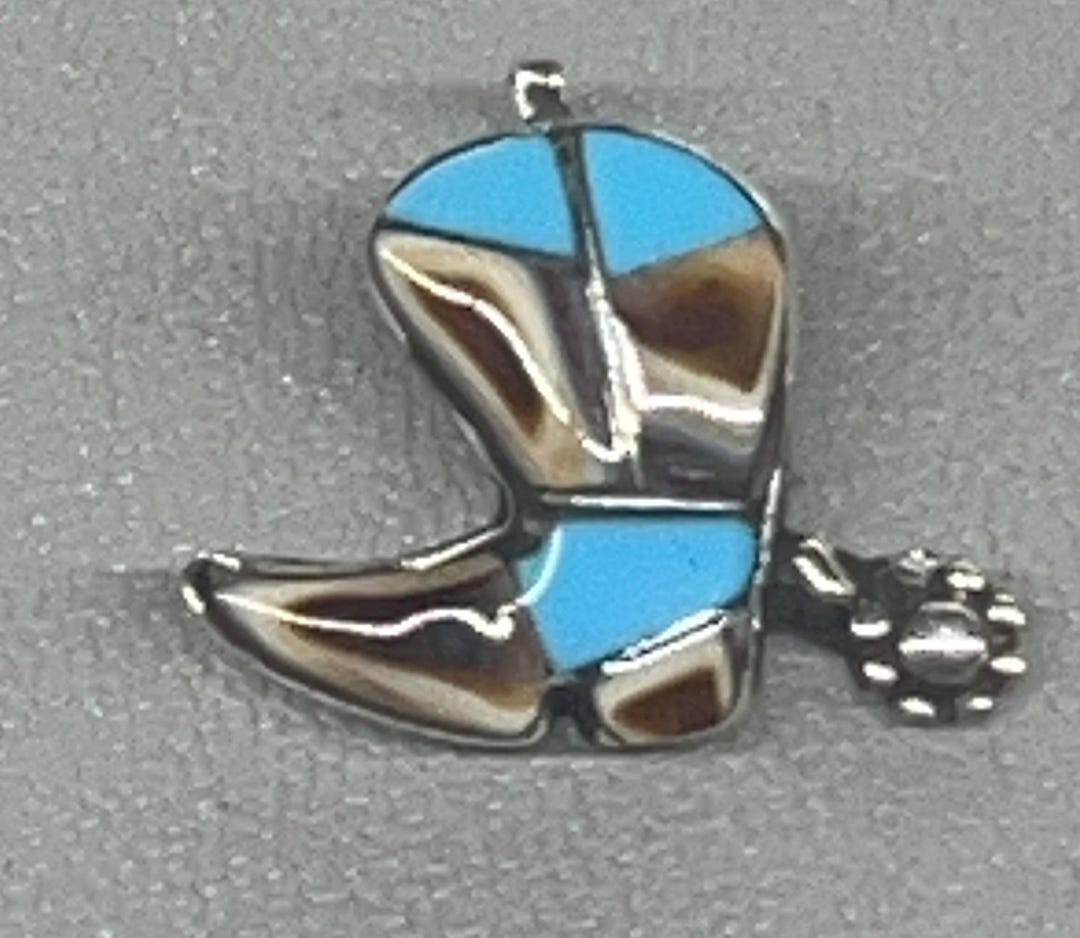 Native American Zuni Inlay Handmade Sterling Silver Turquoise Inlay ...