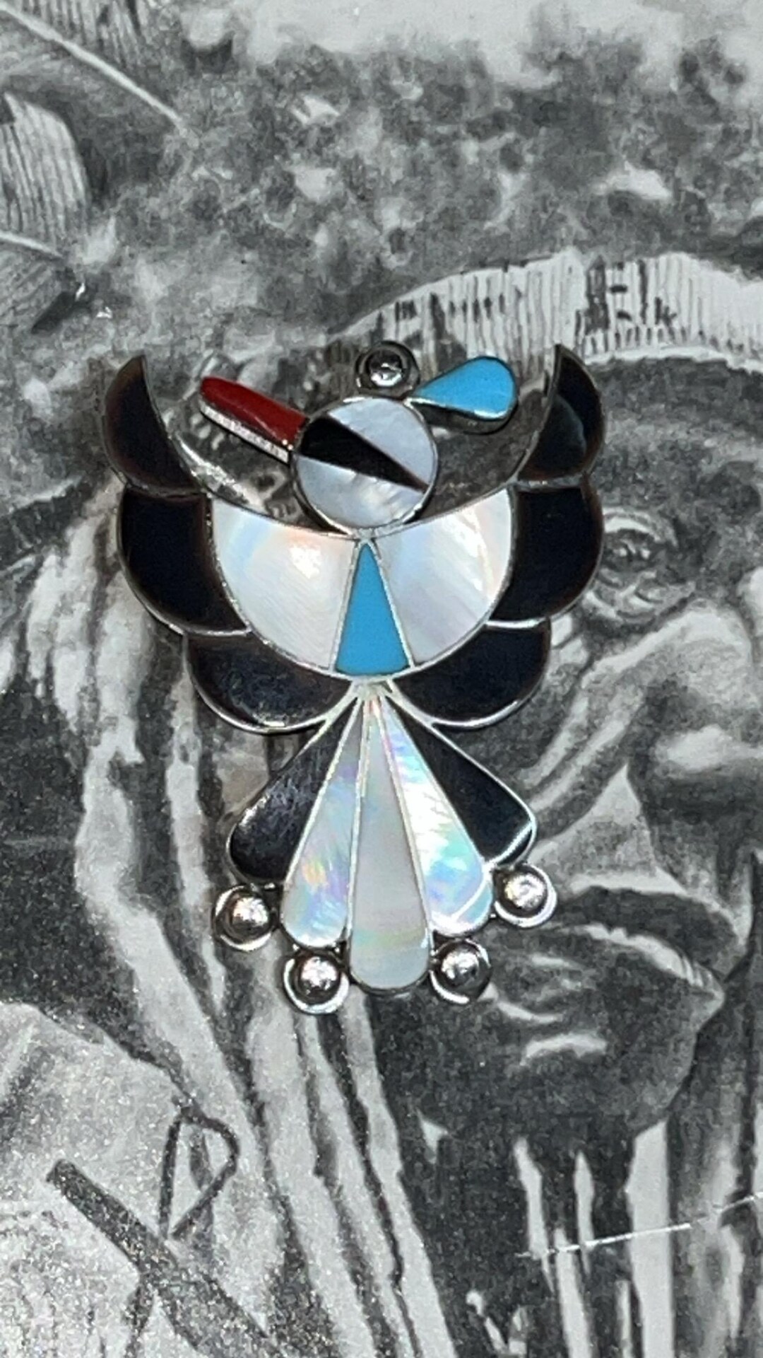 Native American Zuni Traditional Handmade Sterling Silver Turquoise ...