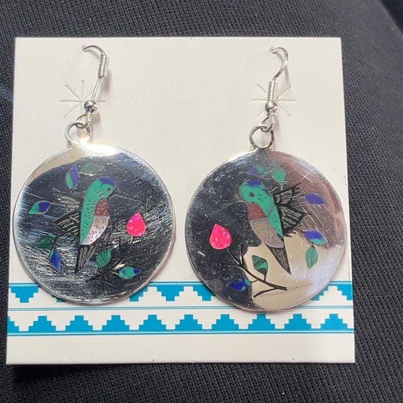 Native Zuni Inlay Earrings - Etsy