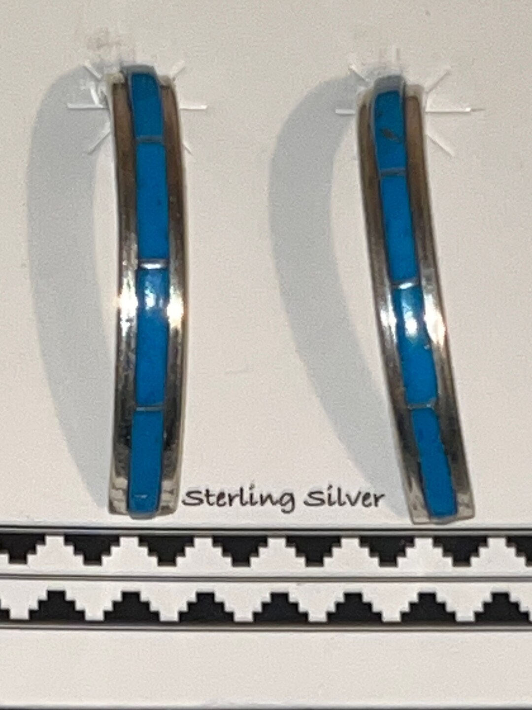Native American Zuni Jewelry Handmade Sterling Earrings Inlay Turquoise ...