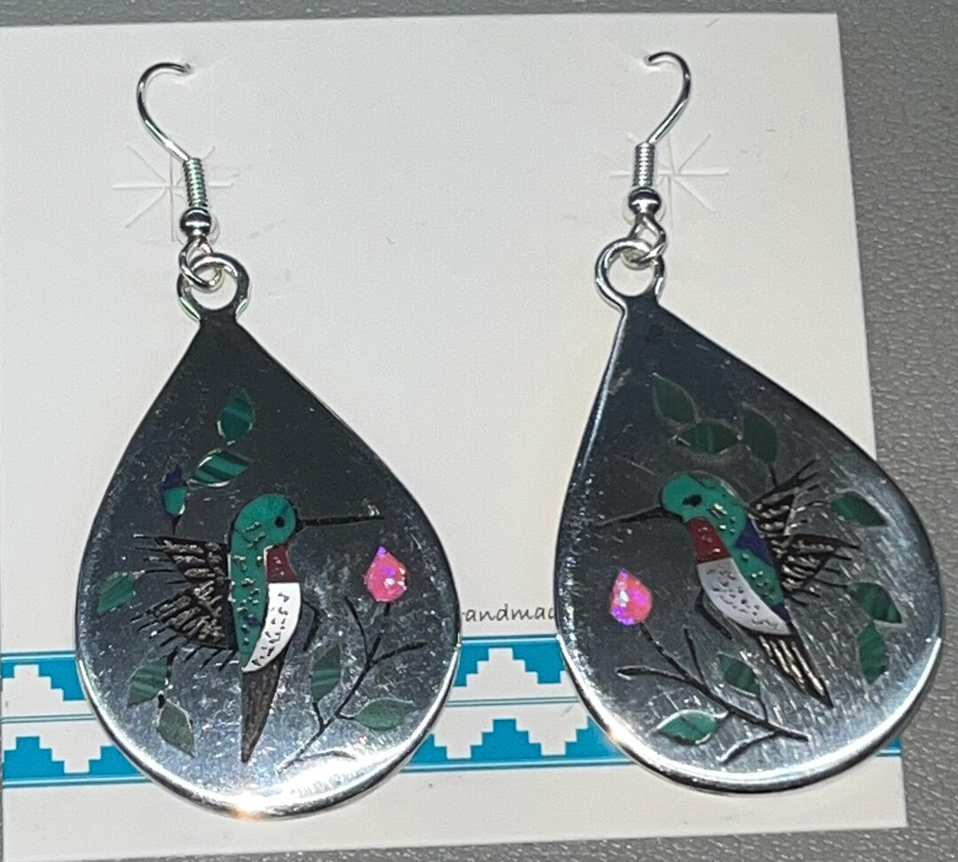 Native American Navajo Jewelry Handmade Sterling Silver Inlay ...