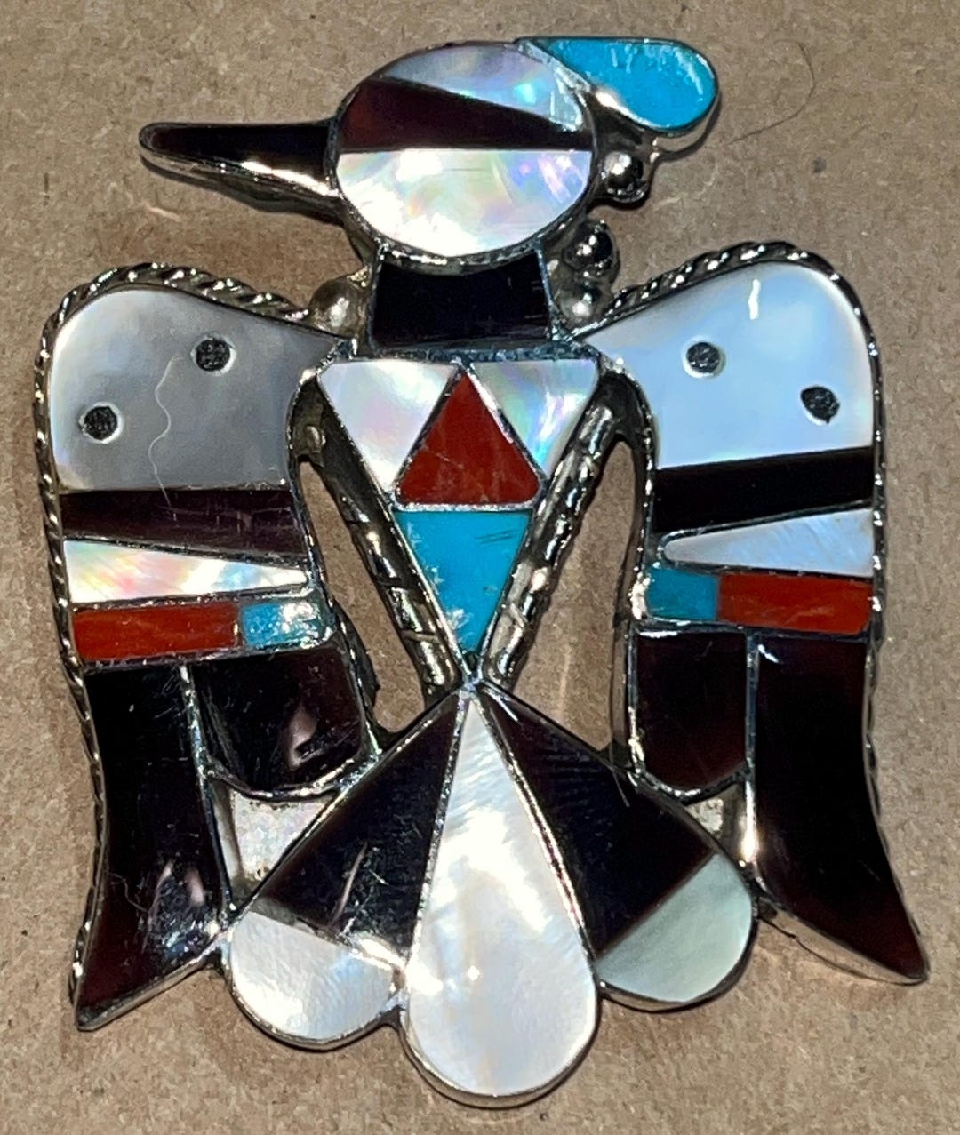 Native American Zuni Handmade Turquoise Multi Sterling Silver Vintage ...