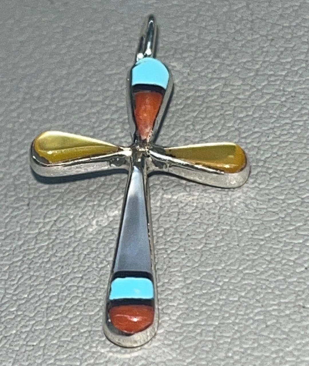 Native American Zuni Handmade Sterling Silver Turquoise Onyx Inlay ...