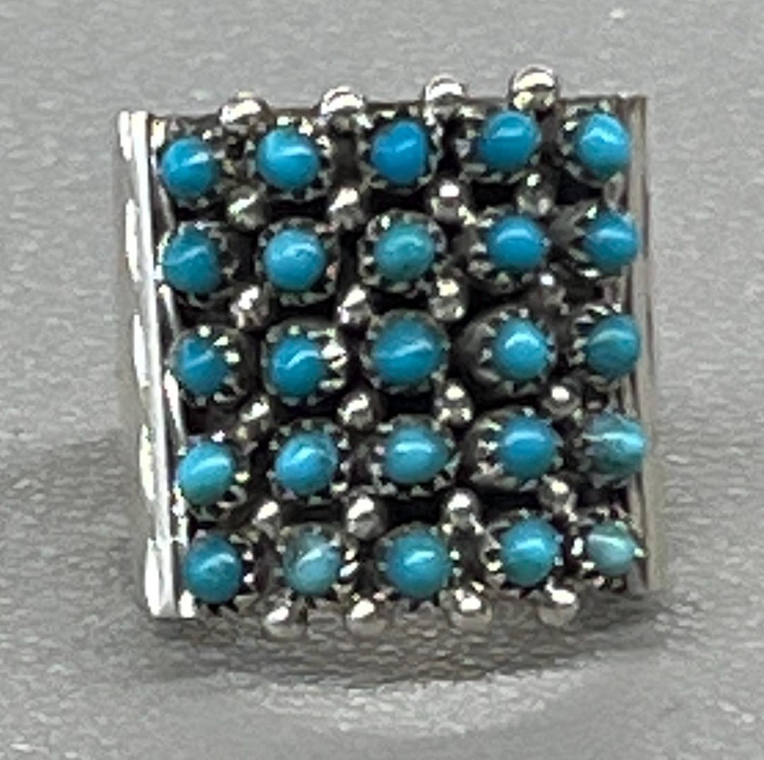 Native American Zuni Handmade Sterling Silver Snake Eye Ring Turquoise ...