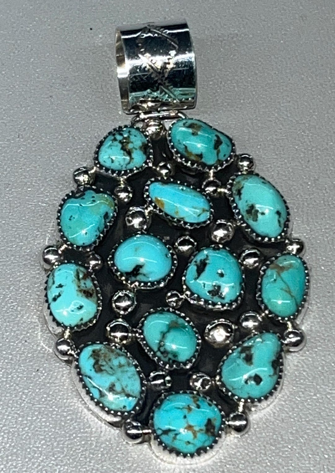 Native American Navajo Handmade Sterling Silver Natural Turquoise ...
