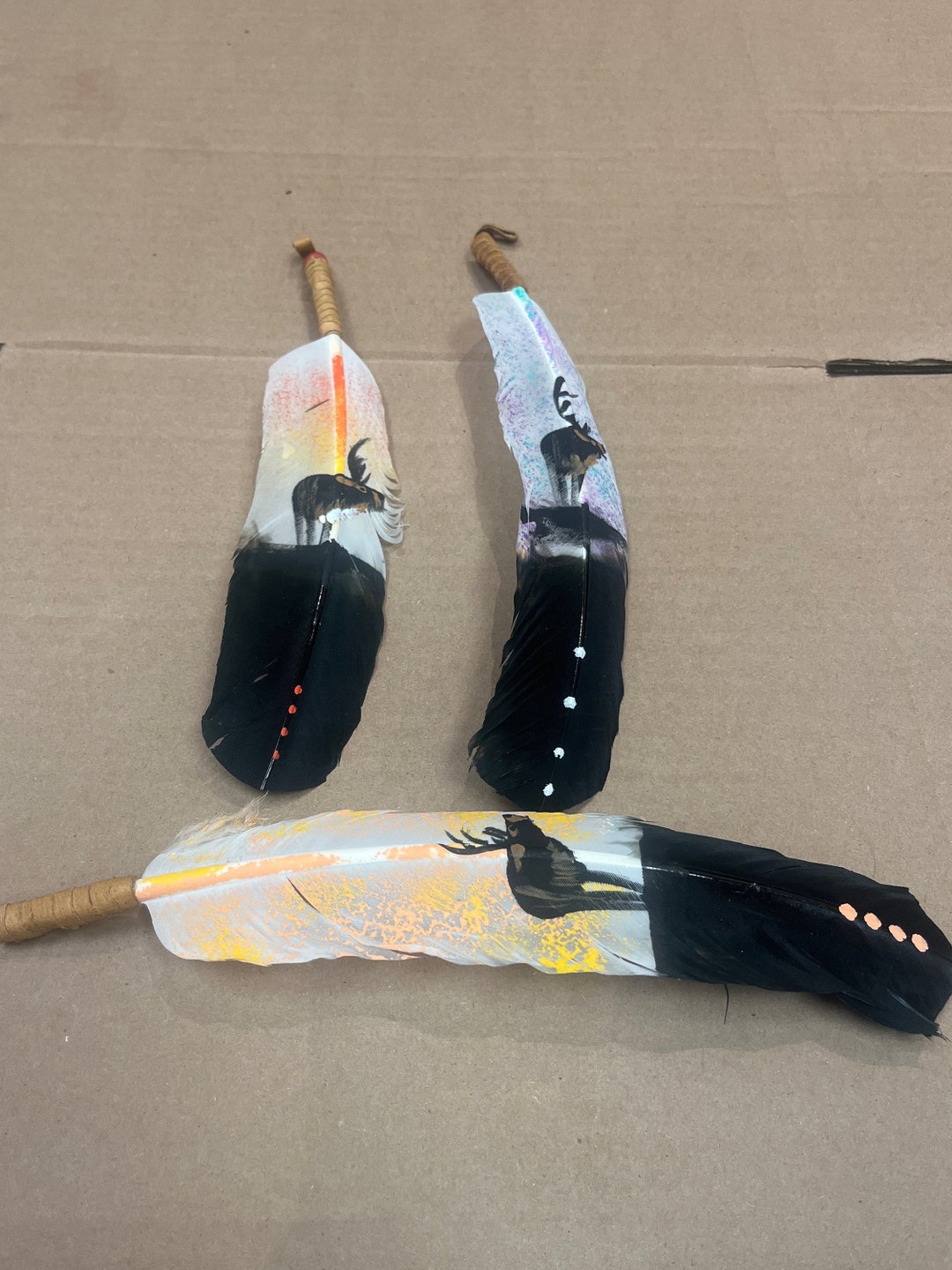 Native American Navajo Handmade Hand Painted Elk Wildlife Hair Tie ...