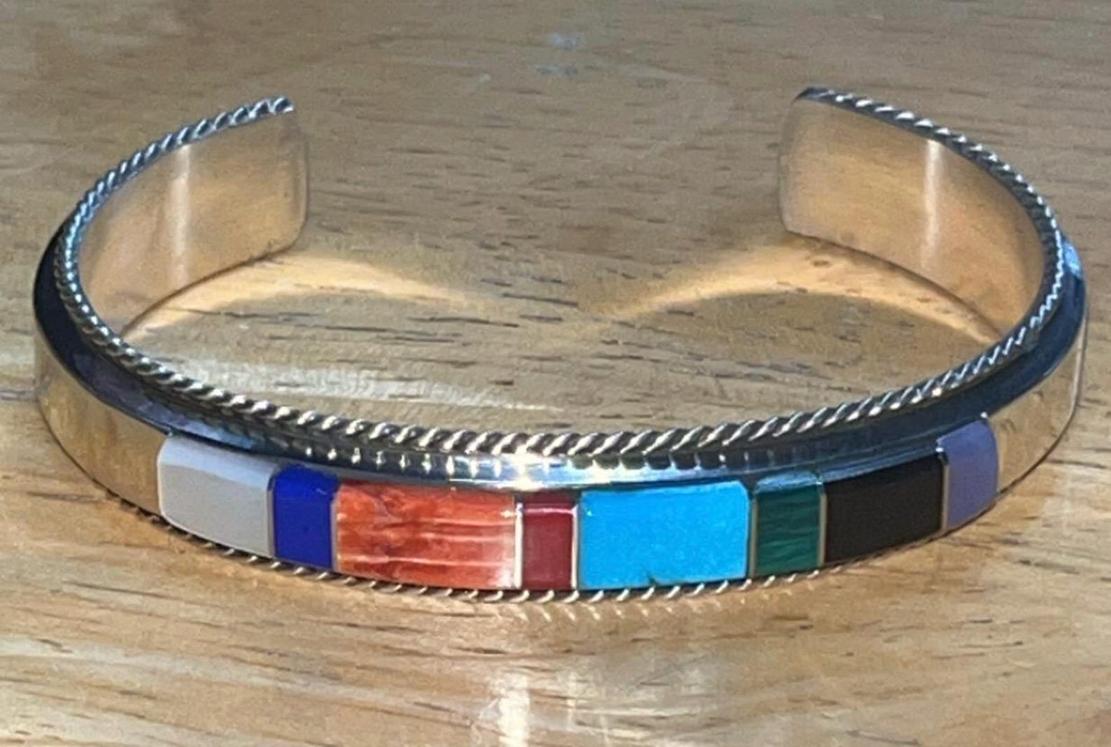 Native American Navajo Jewelry Handmade Sterling Silver Inlay Multi ...